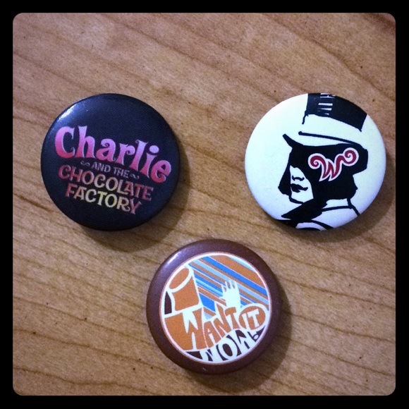 Hot Topic | Accessories | Willie Wonka Button Set Pack Of 3 | Poshmark